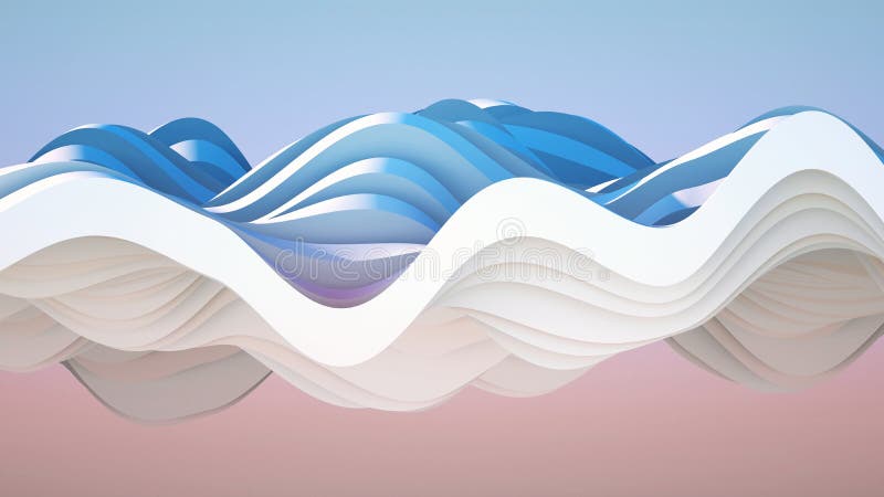 Colorful Artistic Wavy Cloud Structure Installation. 3d Stock ...