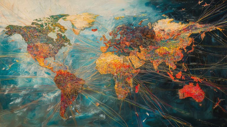 Colorful Artistic World Map Illustration Stock Illustration ...