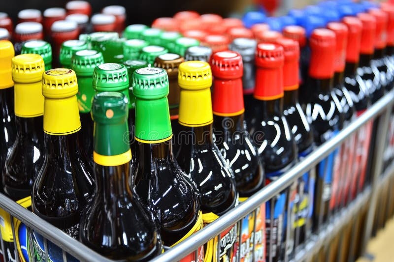 Colorful Assorted Beer Bottles on Display in Store Shelf Stock Image ...