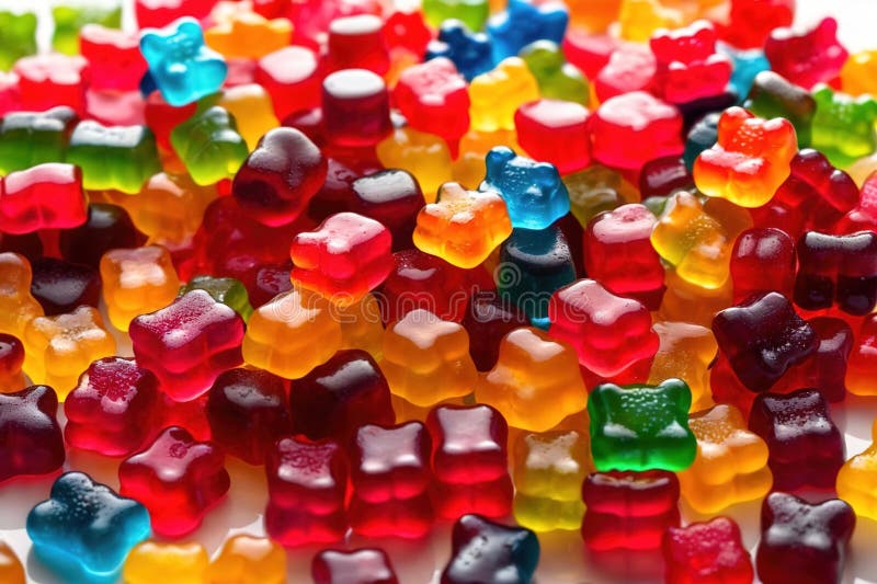 Colorful Assorted Brightly Colored Gummy Gel Candy Background Pattern ...