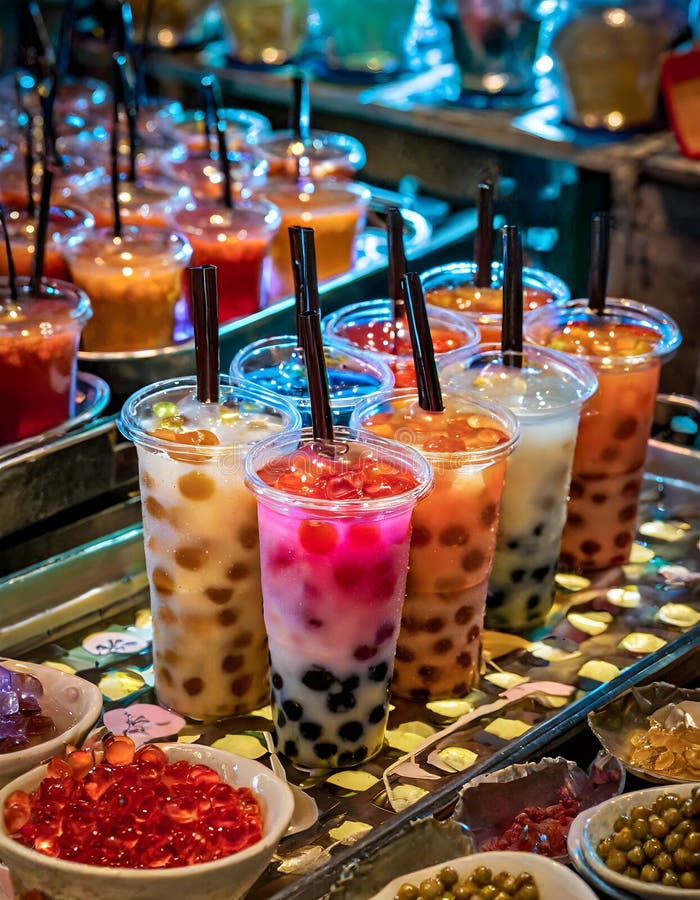 Colorful Assorted Bubble Tea Stock Illustration - Illustration of ...
