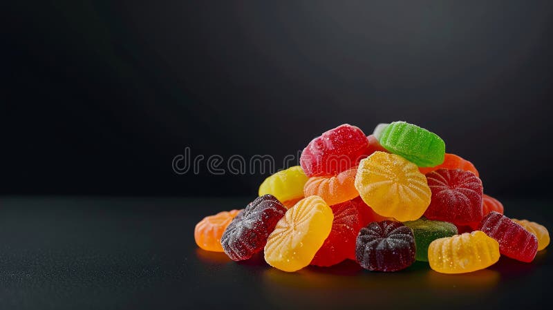 Colorful Assorted Candy Pile on Dark Background Stock Illustration ...