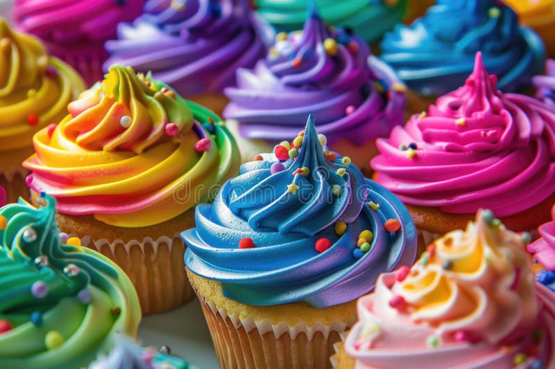 Colorful Assorted Cupcakes Displayed in a Bakery Window Stock Image ...