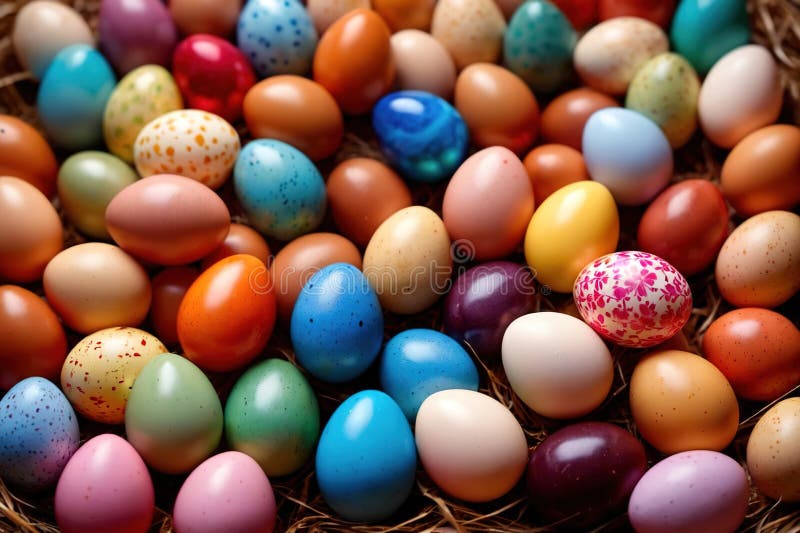 Colorful Assorted Easter Eggs, Festive Celebration Tradition, Variety ...