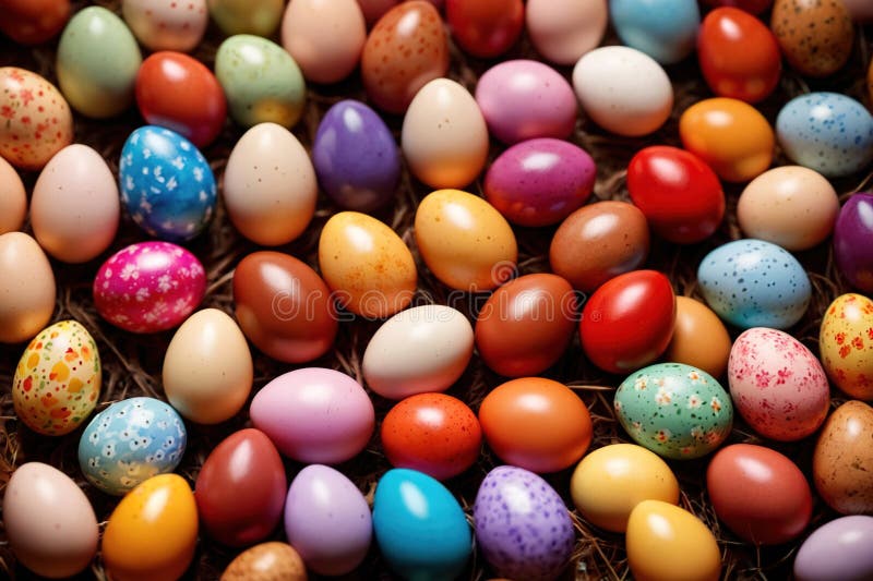 Colorful Assorted Easter Eggs, Festive Celebration Tradition, Variety ...