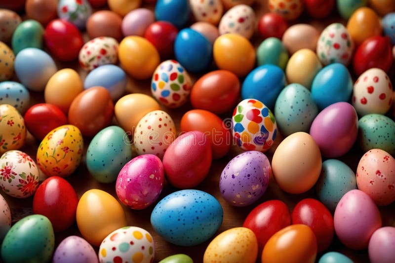 Colorful Assorted Easter Eggs, Festive Celebration Tradition, Variety ...