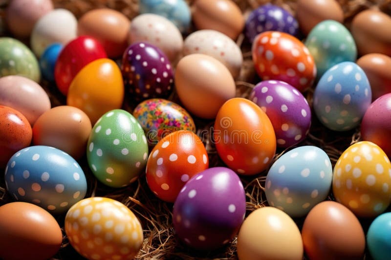 Colorful Assorted Easter Eggs, Festive Celebration Tradition, Variety ...