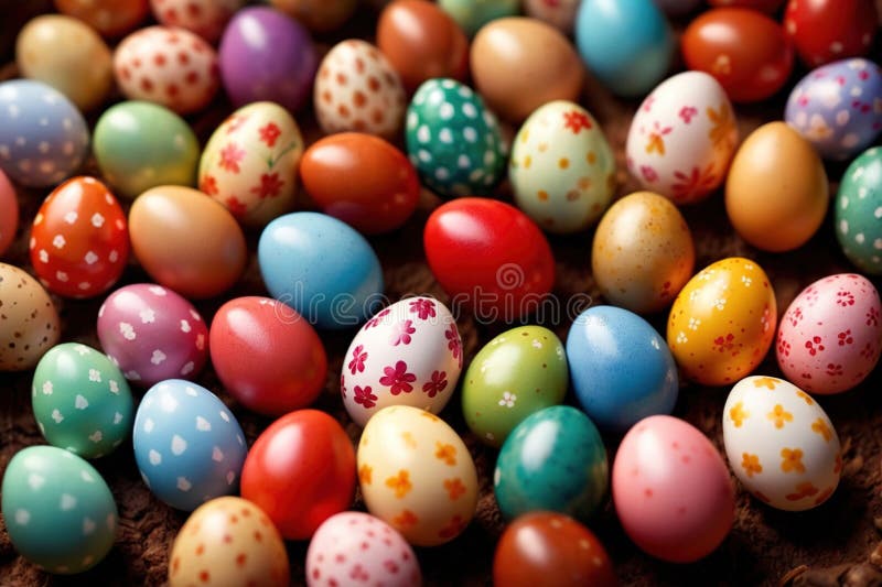 Colorful Assorted Easter Eggs, Festive Celebration Tradition, Variety ...