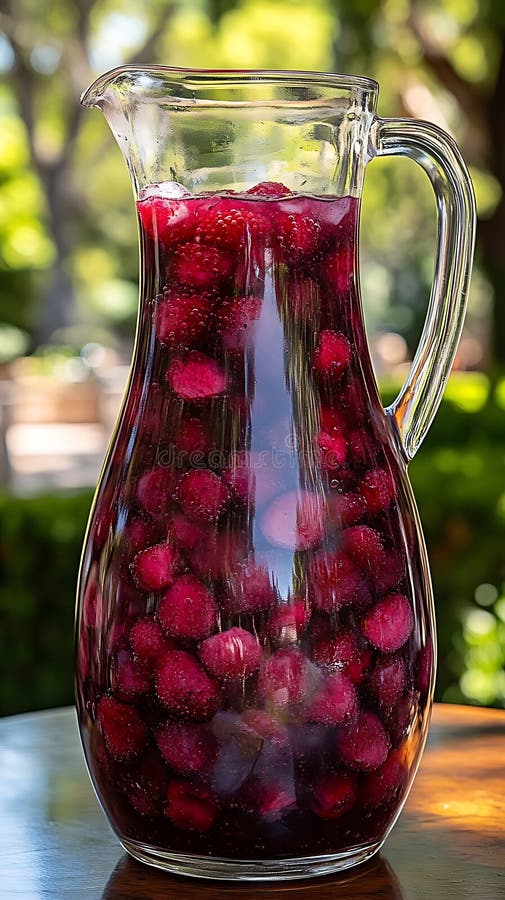 Colorful Assorted Fruit Jars with Freshly Bottled Juice on Display ...