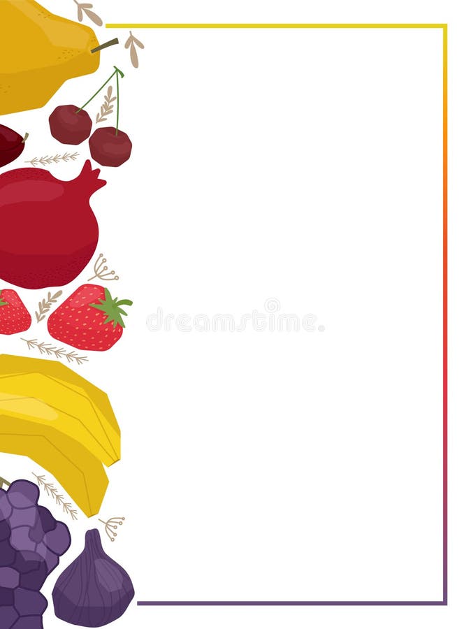 Colorful Assorted Fruits Vector Illustration Border Design Stock ...