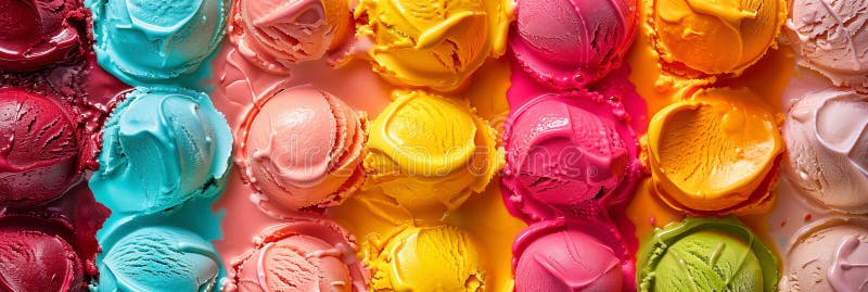 Colorful Ice Cream Scoops in Various Flavors Background Stock Photo ...