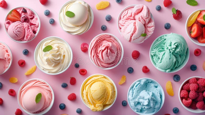 Colorful Assorted Ice Cream Selection Stock Illustration - Illustration ...