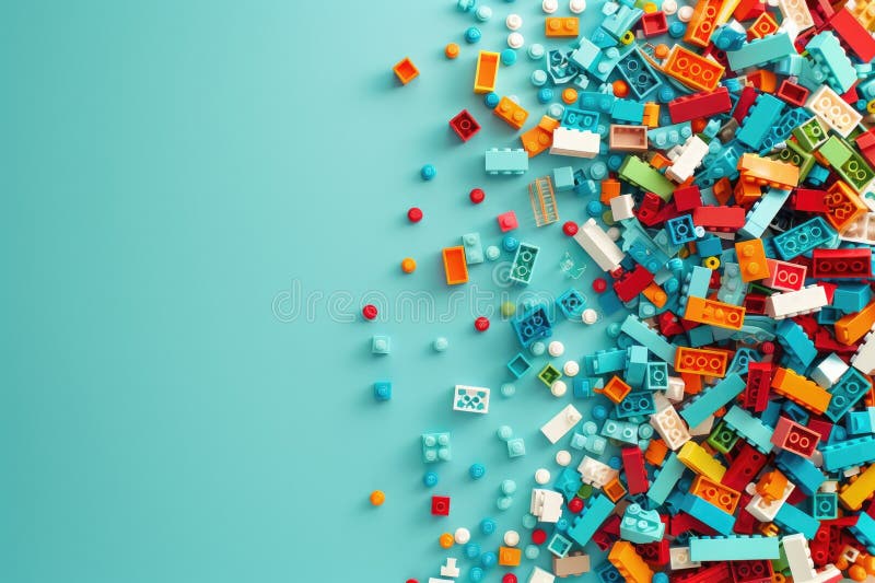 Colorful Assorted Lego Blocks on a Turquoise Background - Perfect for ...