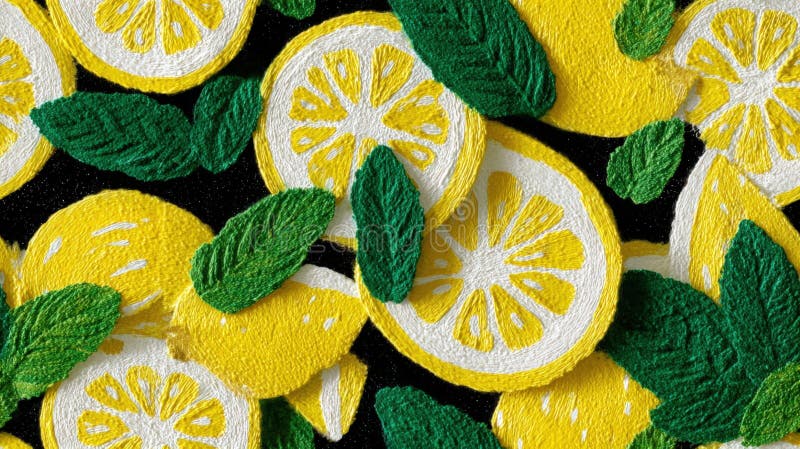 Generative AI Colorful Lemon Slice and Mint Leaf Candies on Bright ...