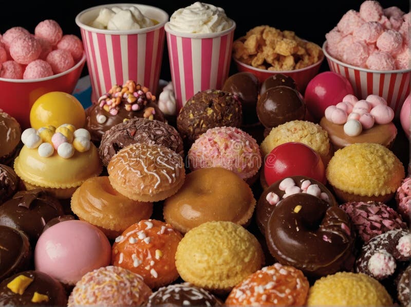 Colorful Assorted Pastry Treats Stock Illustration - Illustration of ...