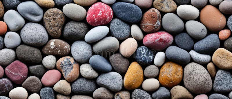 Colorful Assorted Smooth Pebbles and Stones. Nature S Textured Mosaic ...