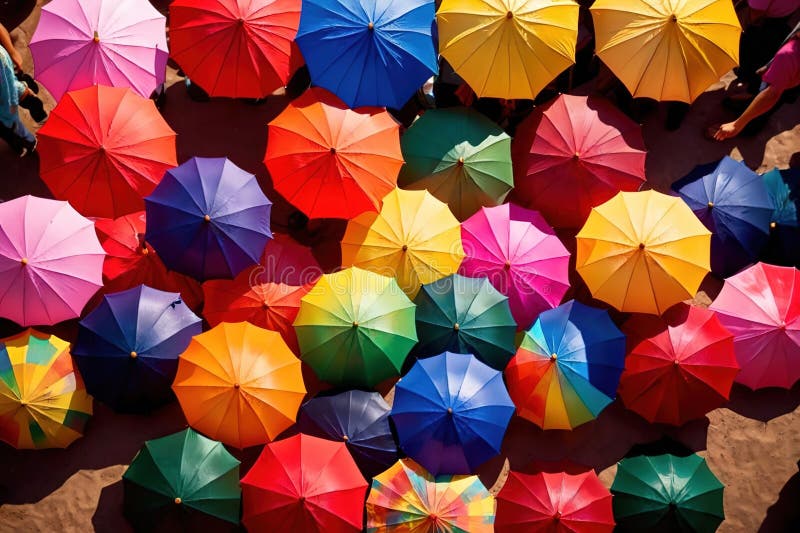 Colorful Assorted Umbrellas, Showing Diversity and Choice in Rainbow ...