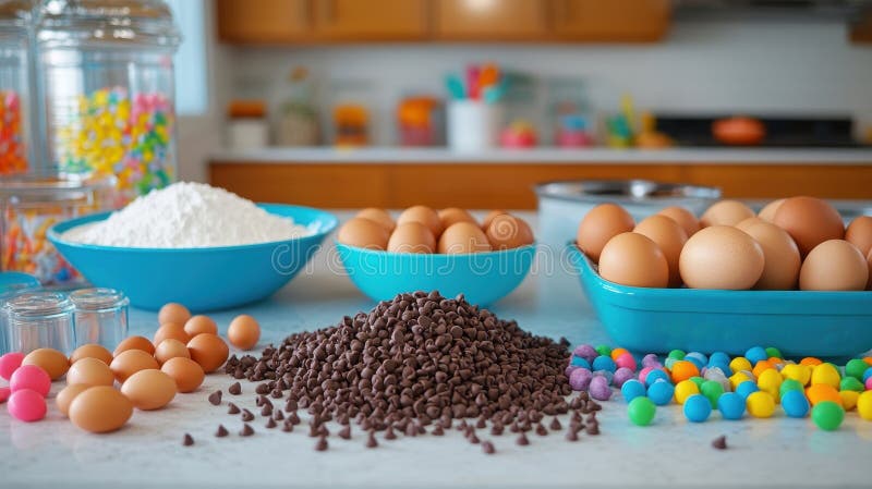 A Colorful Assortment of Baking Ingredients Ready for Preparation Stock ...