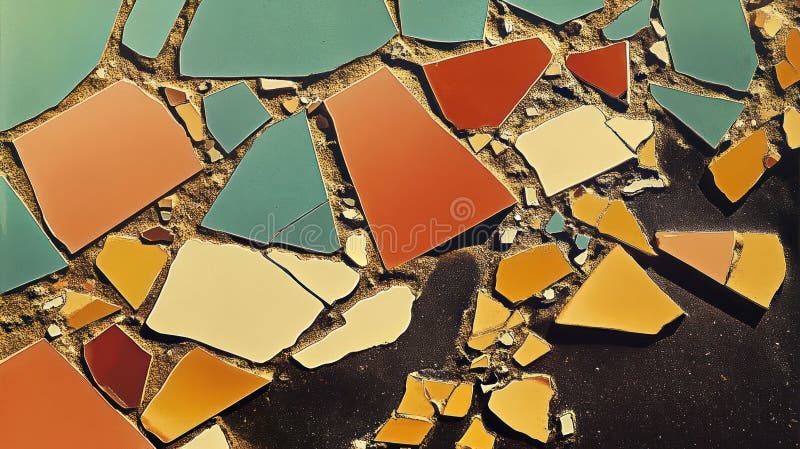 A Colorful Assortment of Broken Pottery Pieces Scattered on a Surface ...