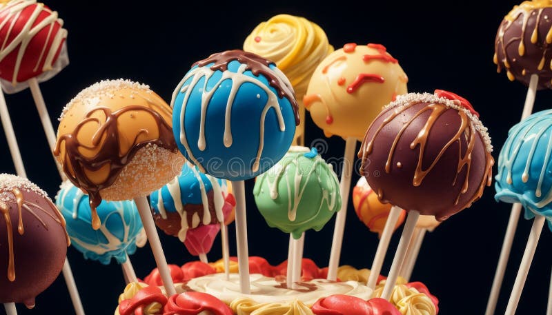 Colorful Assortment of Cake Pops Stock Image - Image of glazed, icing ...