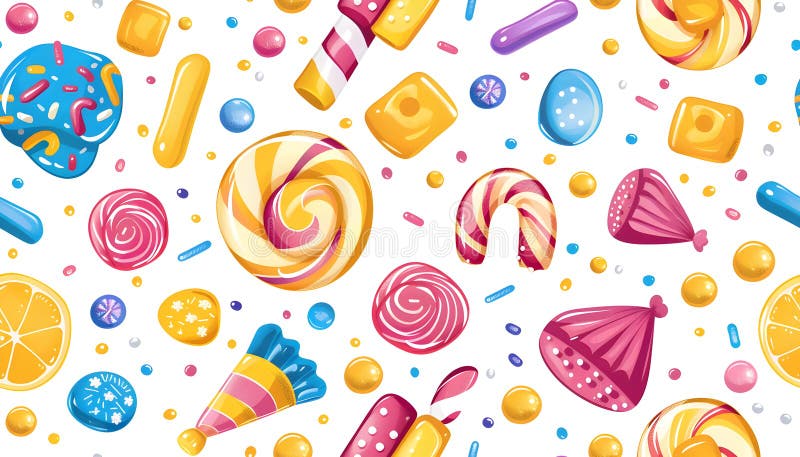 A Colorful Assortment of Candies and Sweets on a White Background Stock ...