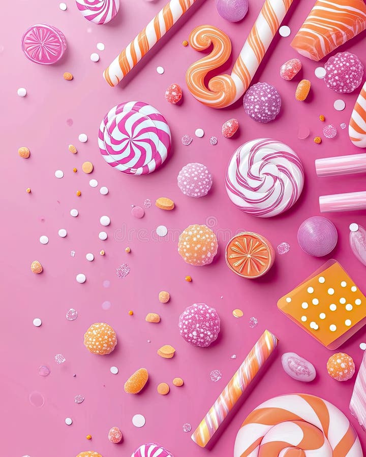 Colorful Assortment of Candies in Various Shapes and Sizes on a Vibrant ...