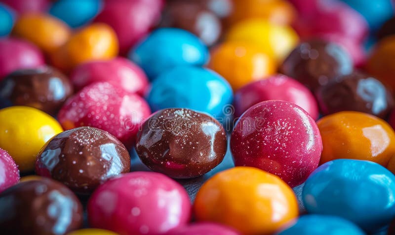 A Colorful Assortment of Candy, Including Some Chocolate and Blue ...