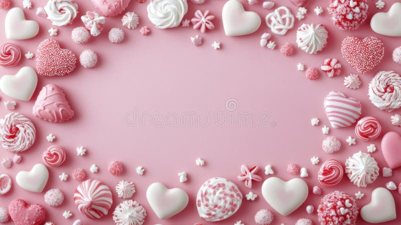 Colorful Assortment of Candy and Sweets in Pink Hues Stock Illustration ...