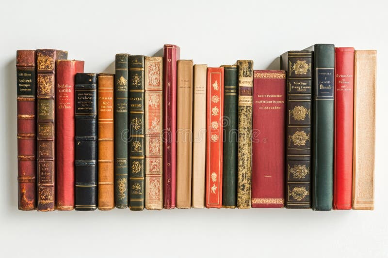 A Colorful Assortment of Classic Books is Lined Up on a Clean White ...