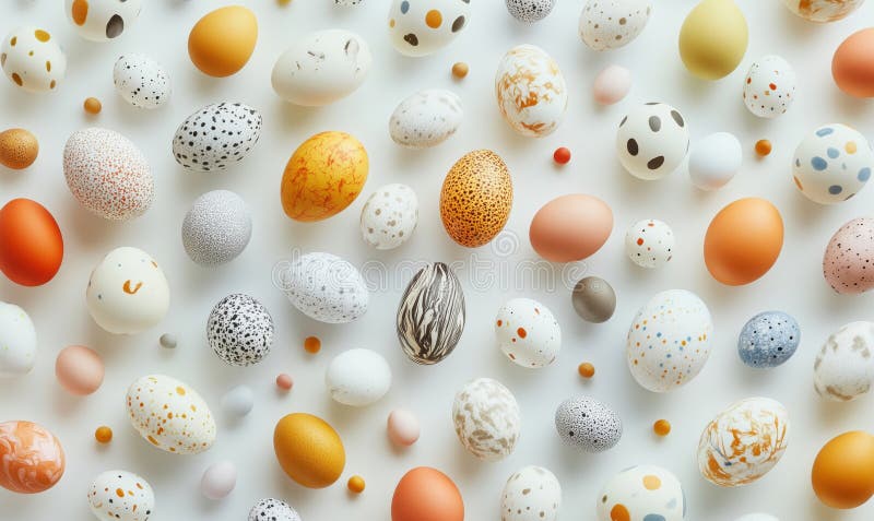 Colorful Assortment Unique Eggs Showcasing Various Textures Patterns ...