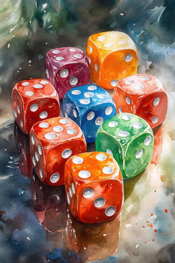 Colorful Assortment of Dice Arranged in Patterns Reflecting Playful ...