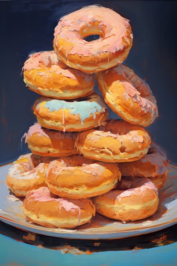 A Colorful Assortment of Donuts Arranged in a Vertical Stack, with ...