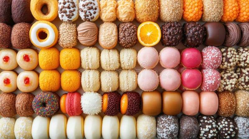 Colorful Assortment of Donuts and Pastries on White Background Stock ...