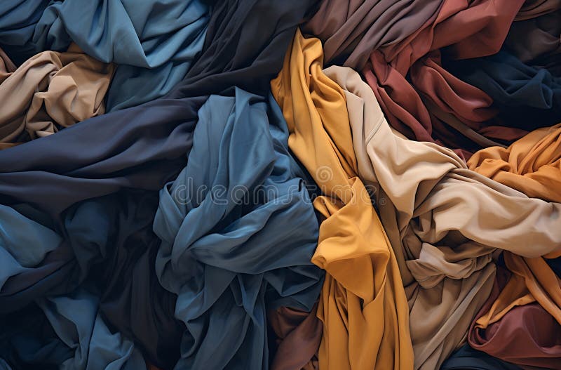 Colorful Assortment of Draped Fabrics Arranged Artistically in Vibrant ...