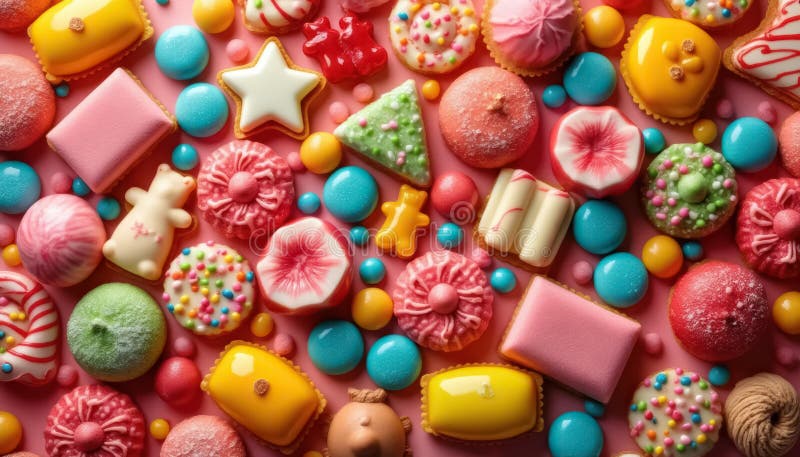 Colorful Assortment of Festive Sweets and Candies Stock Illustration ...
