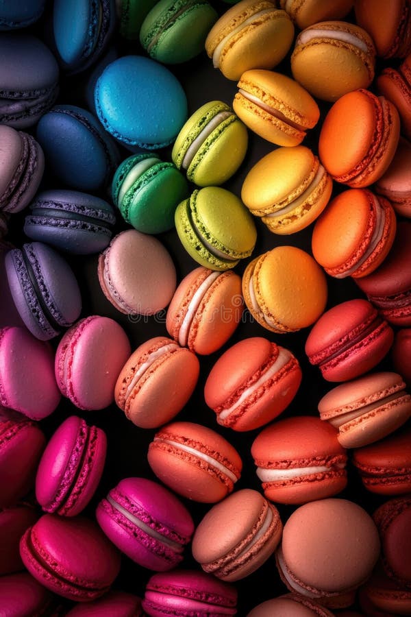 Colorful Assortment of French Macarons in Rainbow Spectrum Stock Photo ...