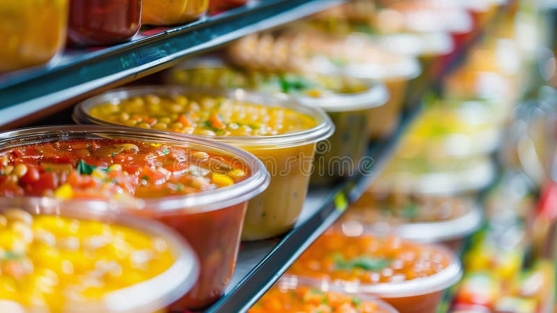 Colorful Assortment of Fresh Deli Salads in Store Display Stock Image ...