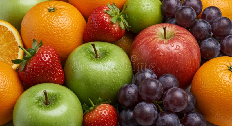 Colorful Assortment of Fresh Fruits Stock Illustration - Illustration ...