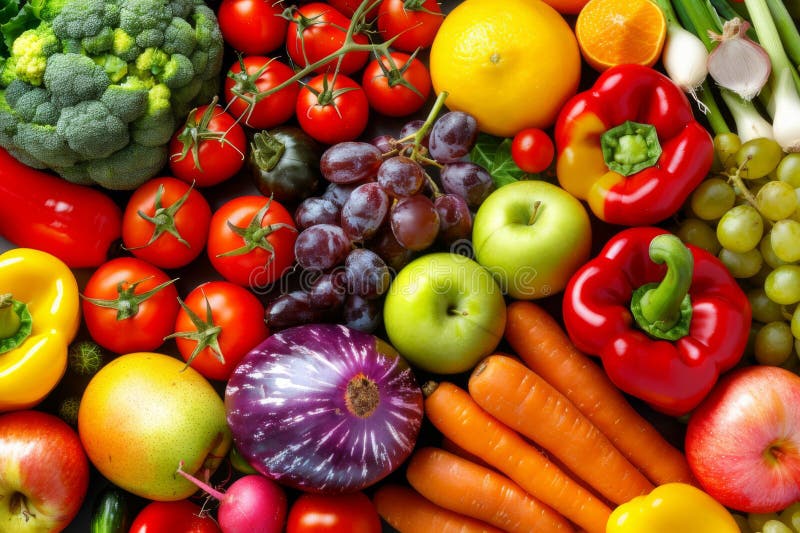 A Colorful Assortment of Fresh Fruits and Vegetables Stock Illustration ...