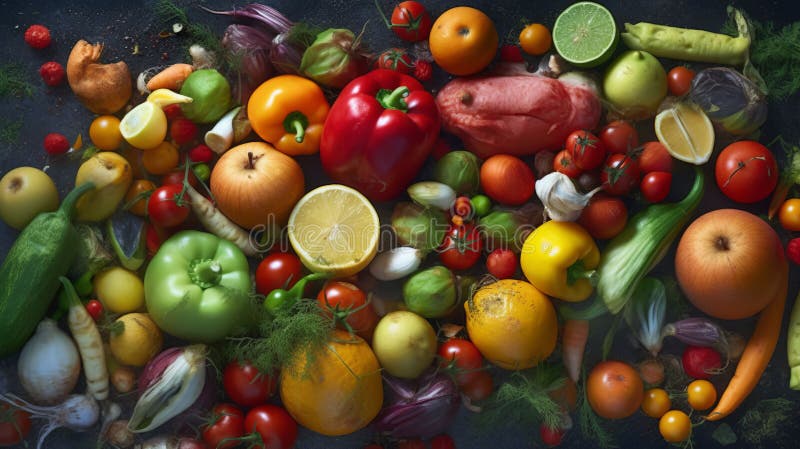 A Colorful Assortment of Fresh Fruits and Vegetables. Generative Ai ...
