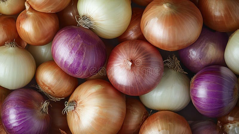 Colorful Assortment of Fresh Onions Close-up Background Stock Image ...