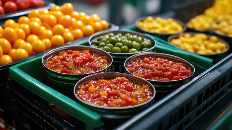 Colorful Assortment of Fresh Salsa and Vegetables at Market Stand Stock ...