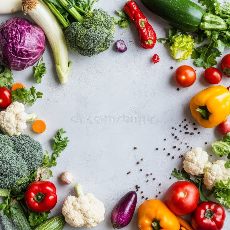 Colorful Assortment Fresh Vegetables Light Gray Background Stock Photos ...