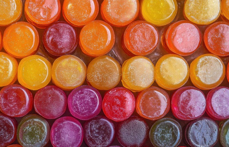 Colorful Assortment of Fruit-flavored Gummies Arranged in a Vibrant ...