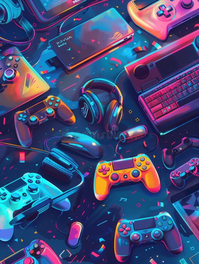Colorful Assortment of Gaming Consoles, Controllers, Headsets, and ...