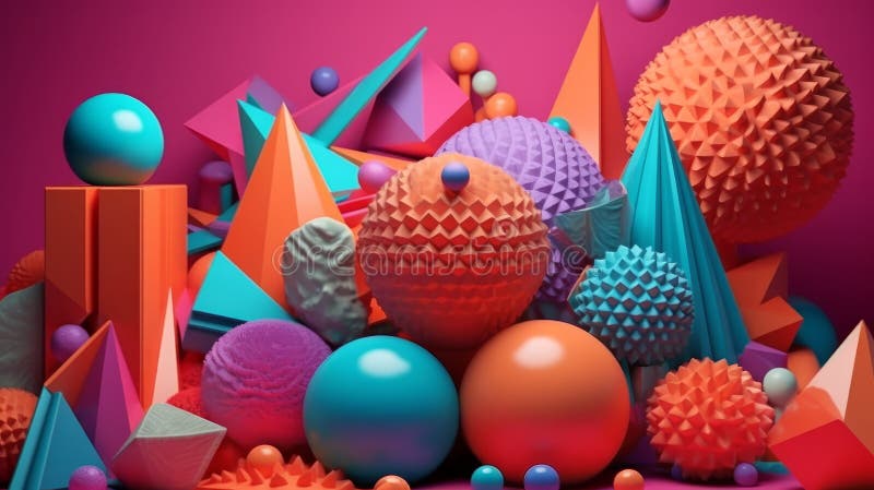 A Colorful Assortment of Geometric Shapes and Balls. Generative Ai ...
