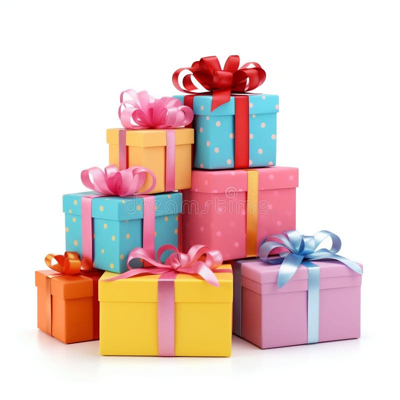 Colorful Assortment of Gift Boxes. Generative Ai Stock Illustration ...
