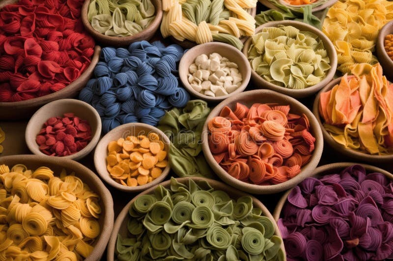 Colorful Assortment of Homemade Pasta Varieties Stock Image - Image of ...