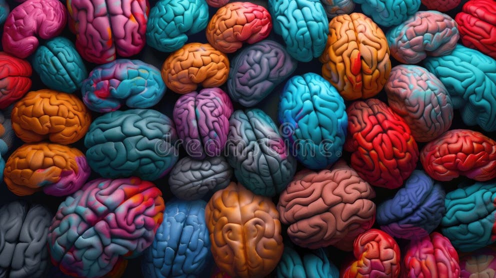 Colorful Assortment of Human Brain Models Stock Illustration ...