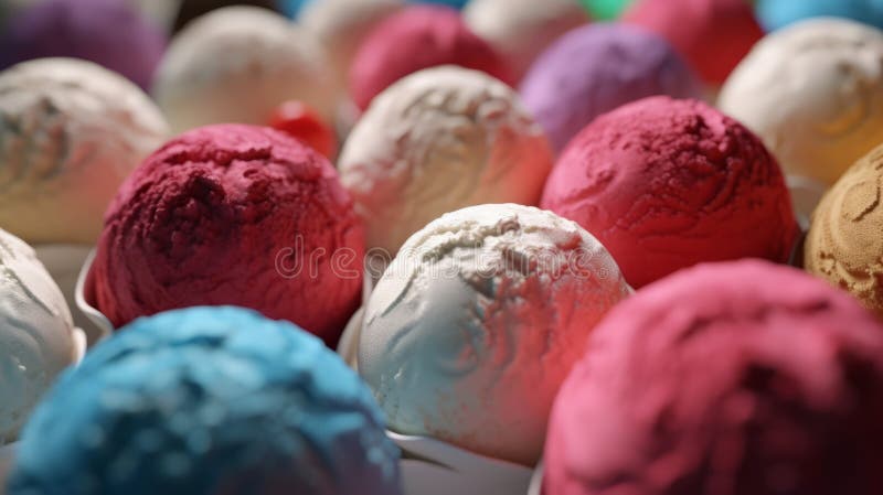 A Colorful Assortment of Ice Cream Balls Close Up Stock Image - Image ...